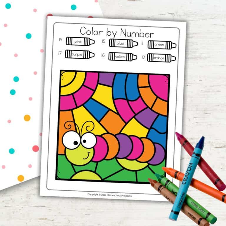 Caterpillar Color by Number Printable for Kids - Free Download