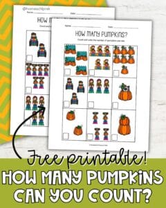 Counting Pumpkins Worksheets for Preschoolers (Free Printable)