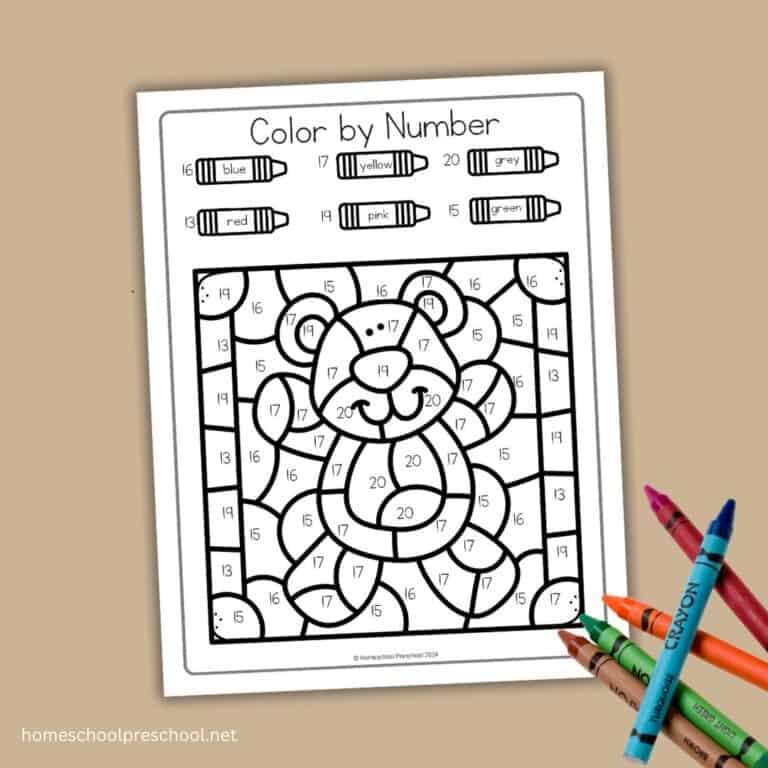 Fun & Educational Teddy Bear Color by Number Worksheets