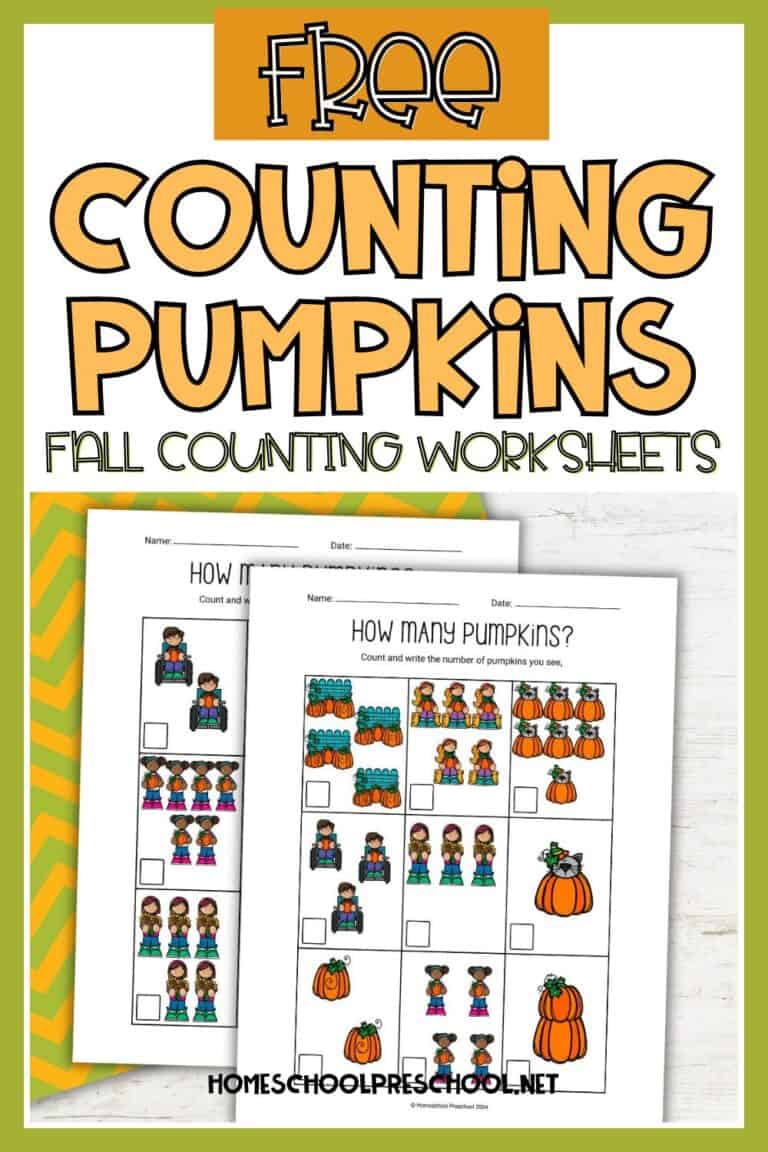 Counting Pumpkins Worksheets for Preschoolers (Free Printable)