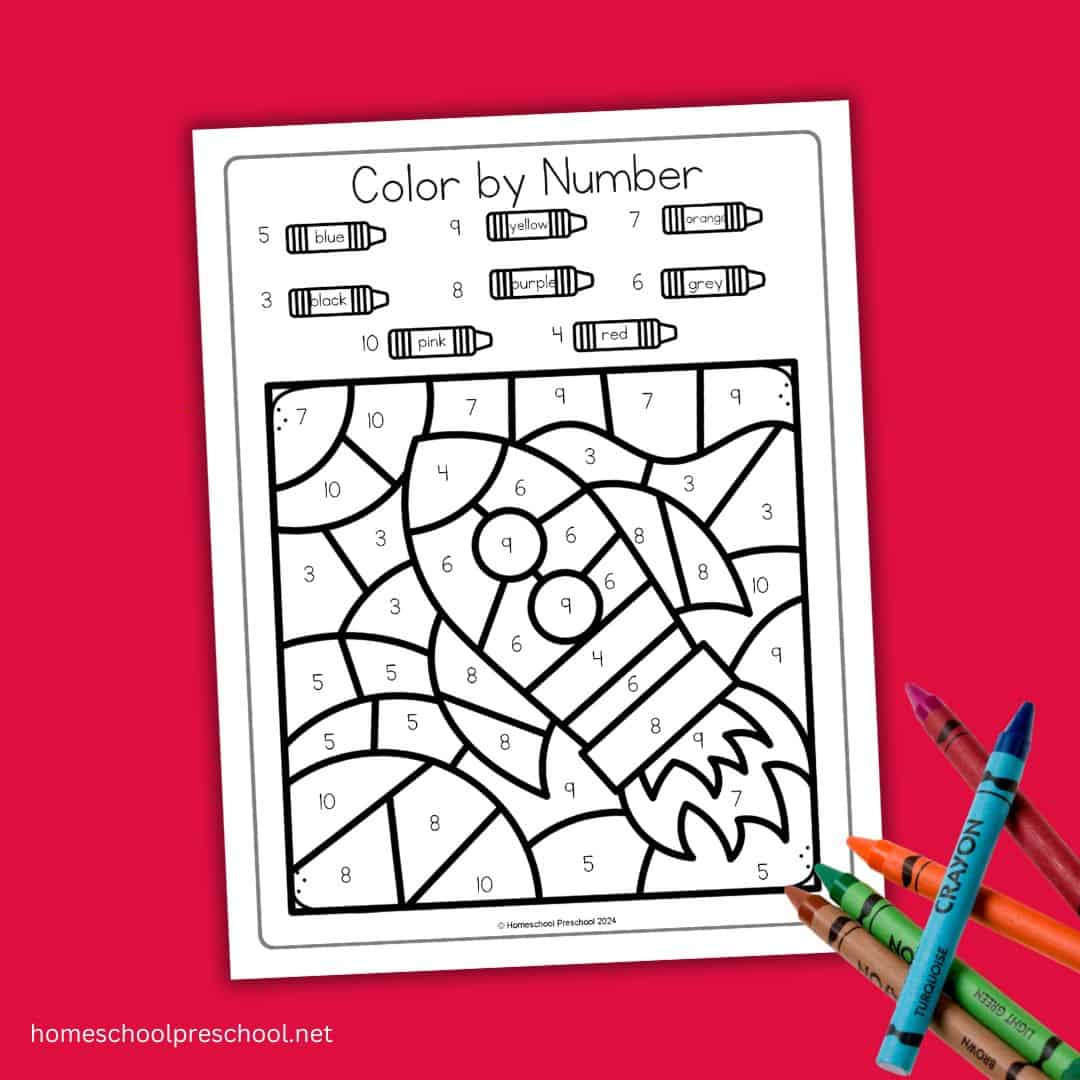 Color by Number Rocket Worksheet: Fun and Educational Activity for ...