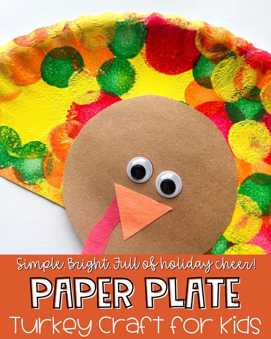 Easy Paper Plate Turkey Craft for Preschoolers (Sponge Painting)