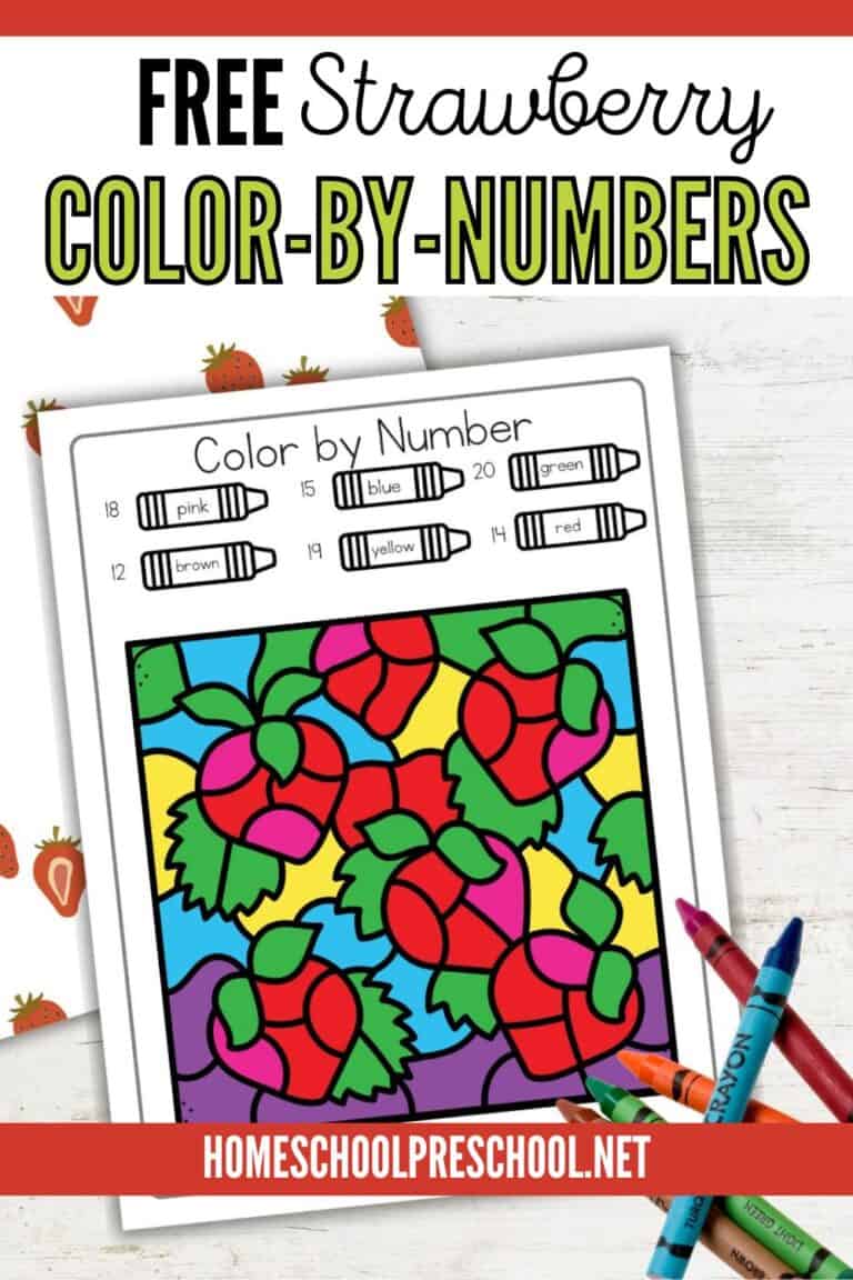 Free Pack of Strawberry Color by Number Worksheets for Kids