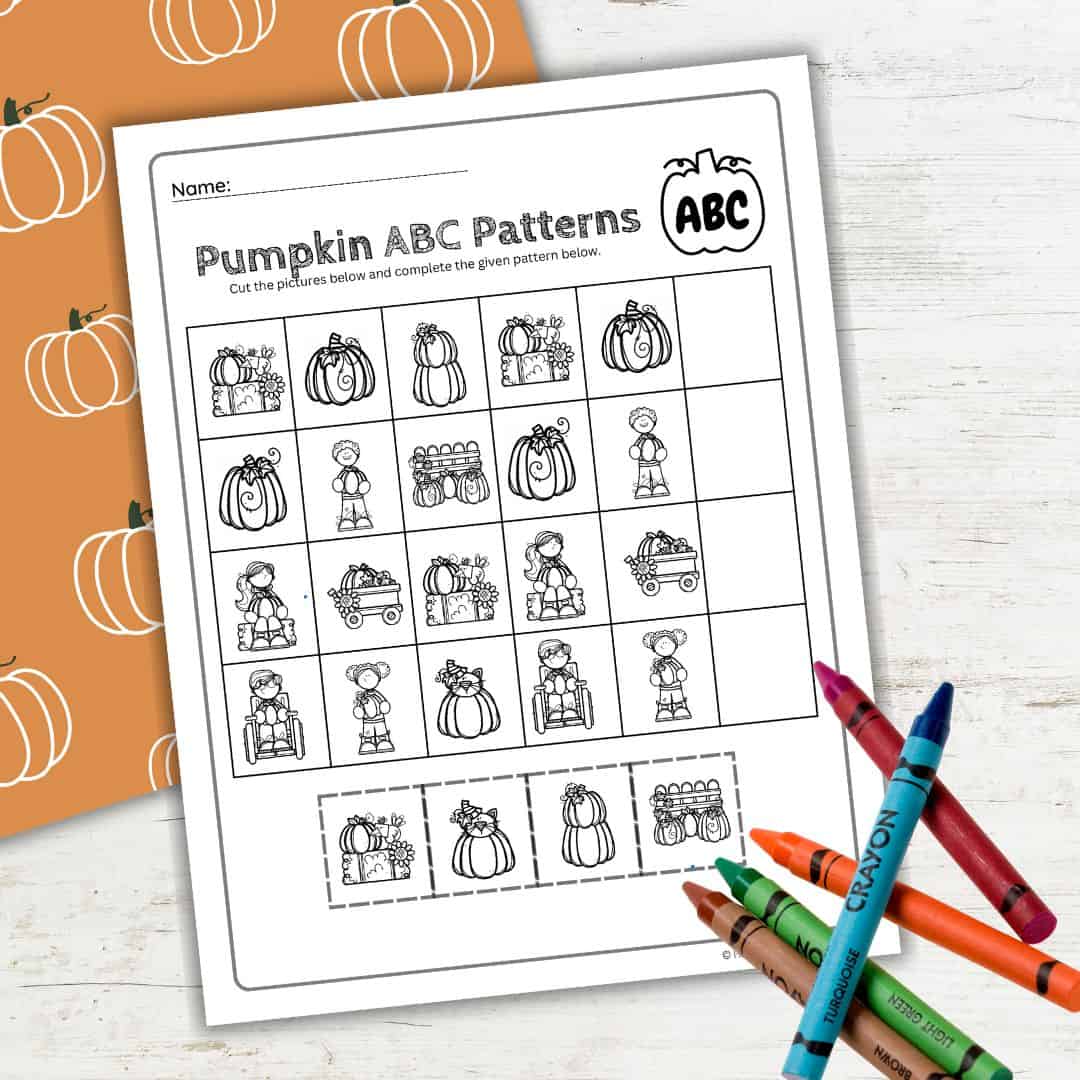 Free Pumpkin ABC Pattern Worksheets for Preschoolers