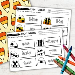 Free Halloween Sight Words Worksheets for Preschoolers