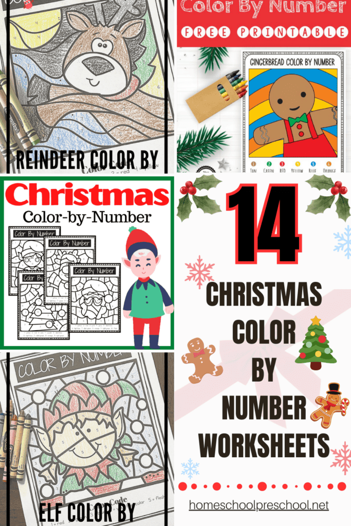 Fun Christmas Color by Number Worksheets for Preschoolers