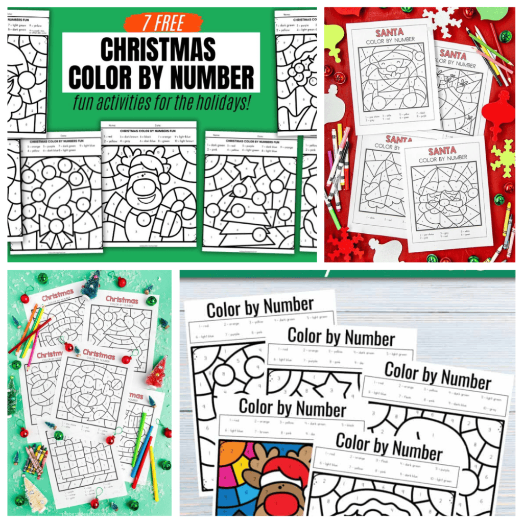 Fun Christmas Color by Number Worksheets for Preschoolers