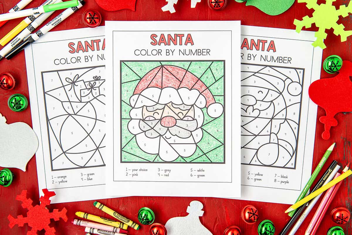 Fun Christmas Color by Number Worksheets for Preschoolers