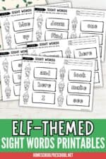Free Elf Sight Word Worksheets for Preschool Holiday Learning