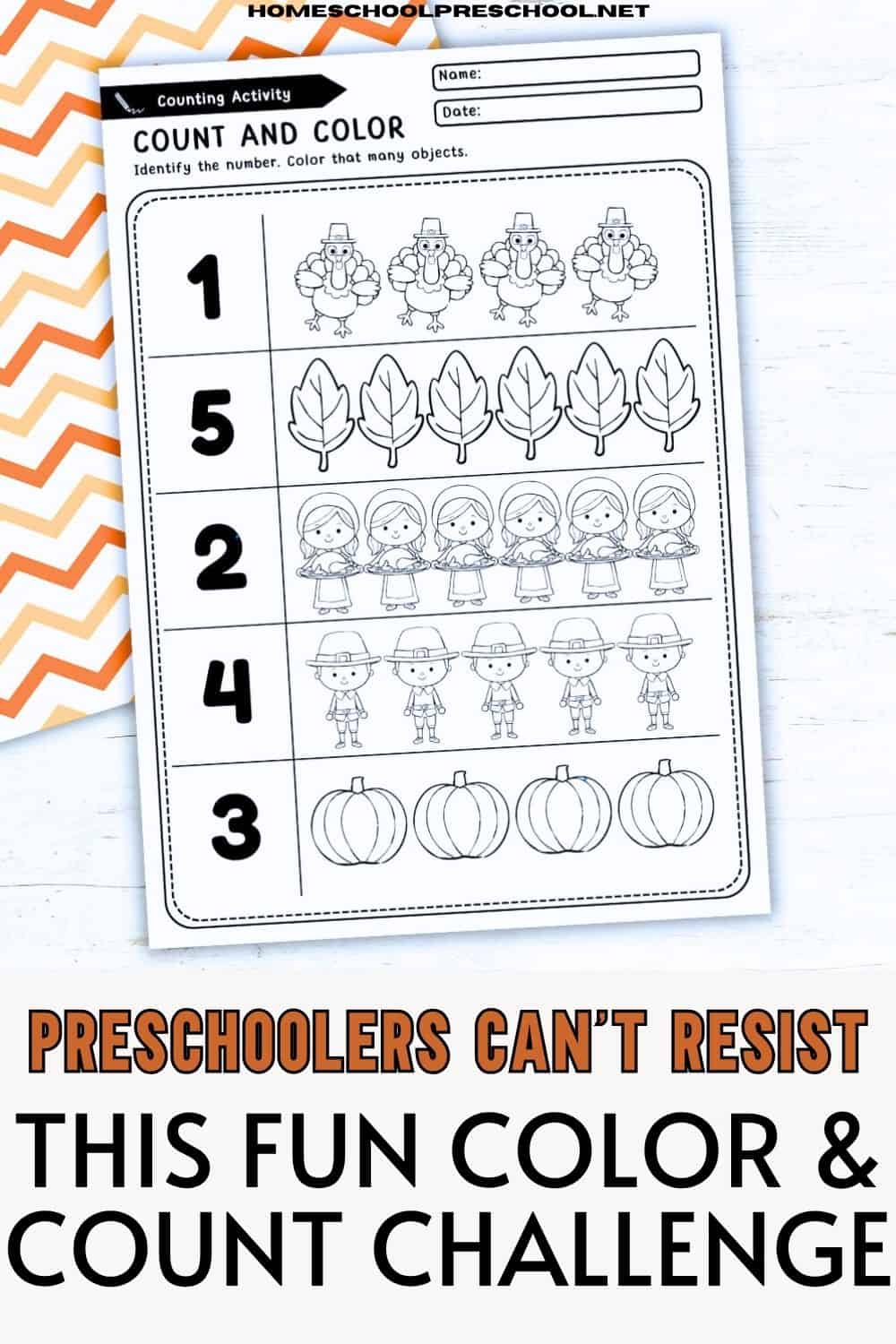 Free Pilgrim Worksheets for Preschoolers (Thanksgiving Theme)