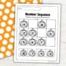 Pumpkin Number Sequence Worksheets for Preschoolers