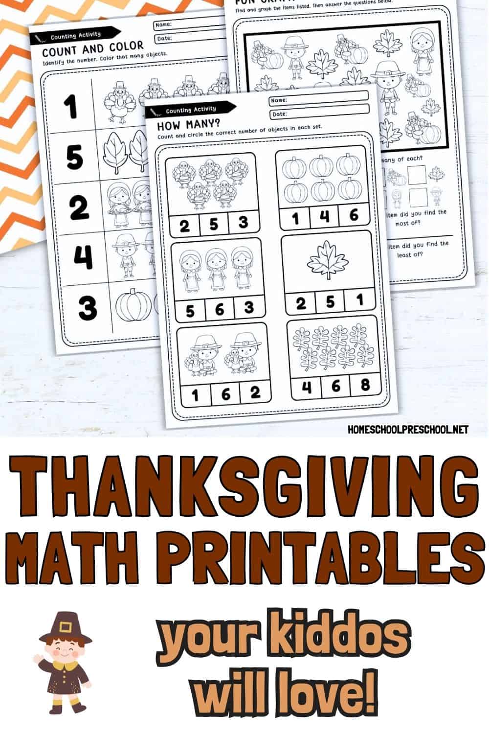Free Pilgrim Worksheets for Preschoolers (Thanksgiving Theme)