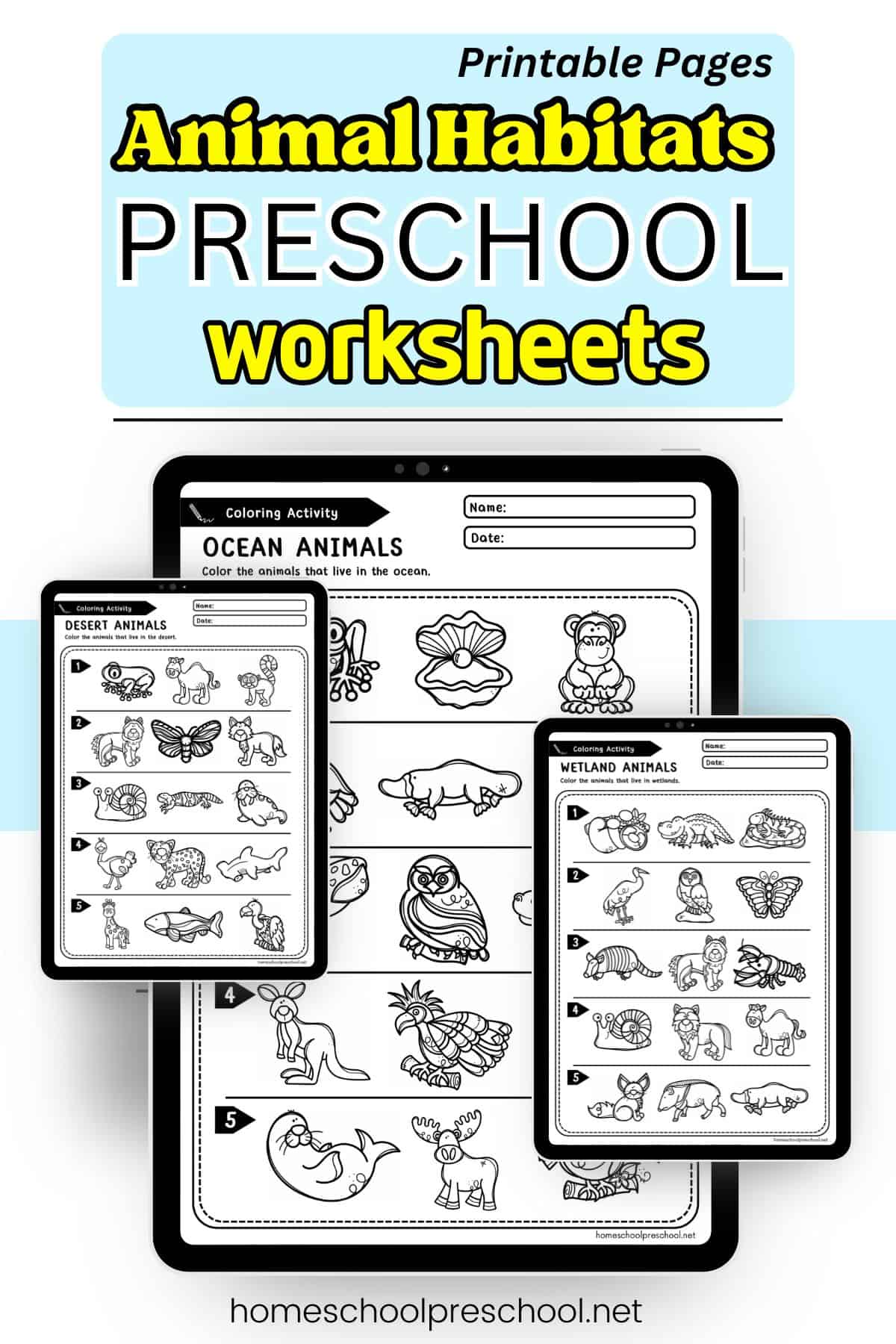 Animal Habitat Preschool Printables for Fun Learning Activities