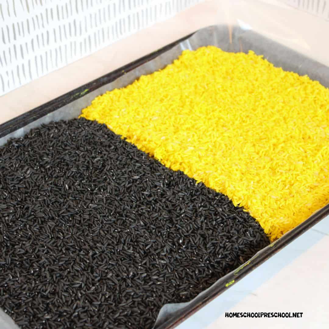 Bee Sensory Bin for Preschool (Simple Pre-K Sensory Tray)