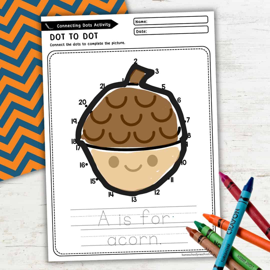 Letter A Connect the Dots Worksheets for Preschoolers