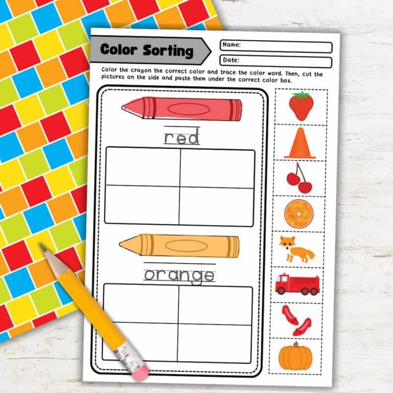 Free Color Sorting Worksheets – Fun Cut-and-Paste Activity
