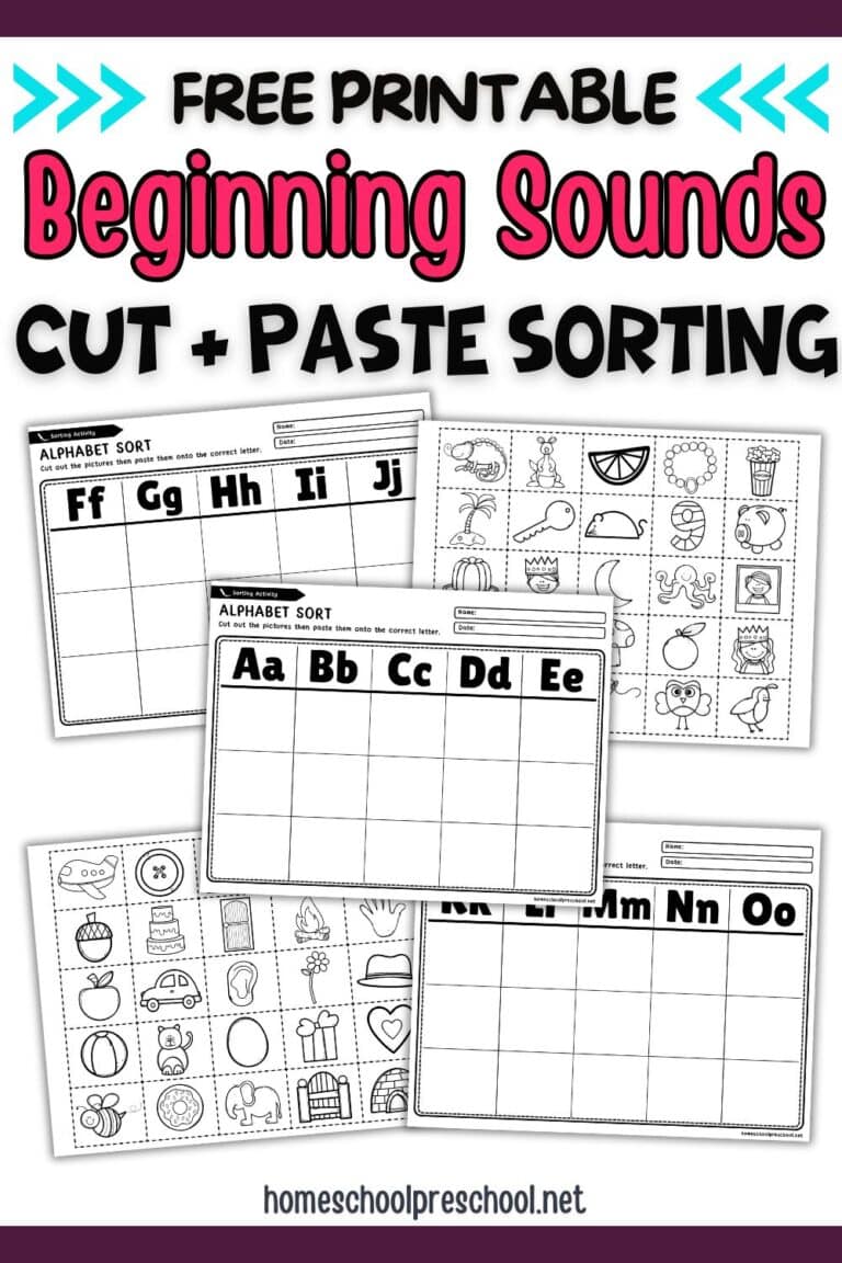 Letter Sounds Cut and Paste Sorting Worksheets for Kids