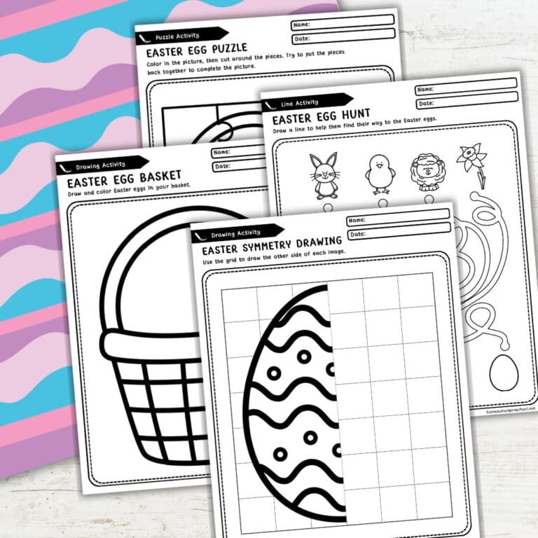 April Worksheets for Preschoolers (Spring & Easter Printables)