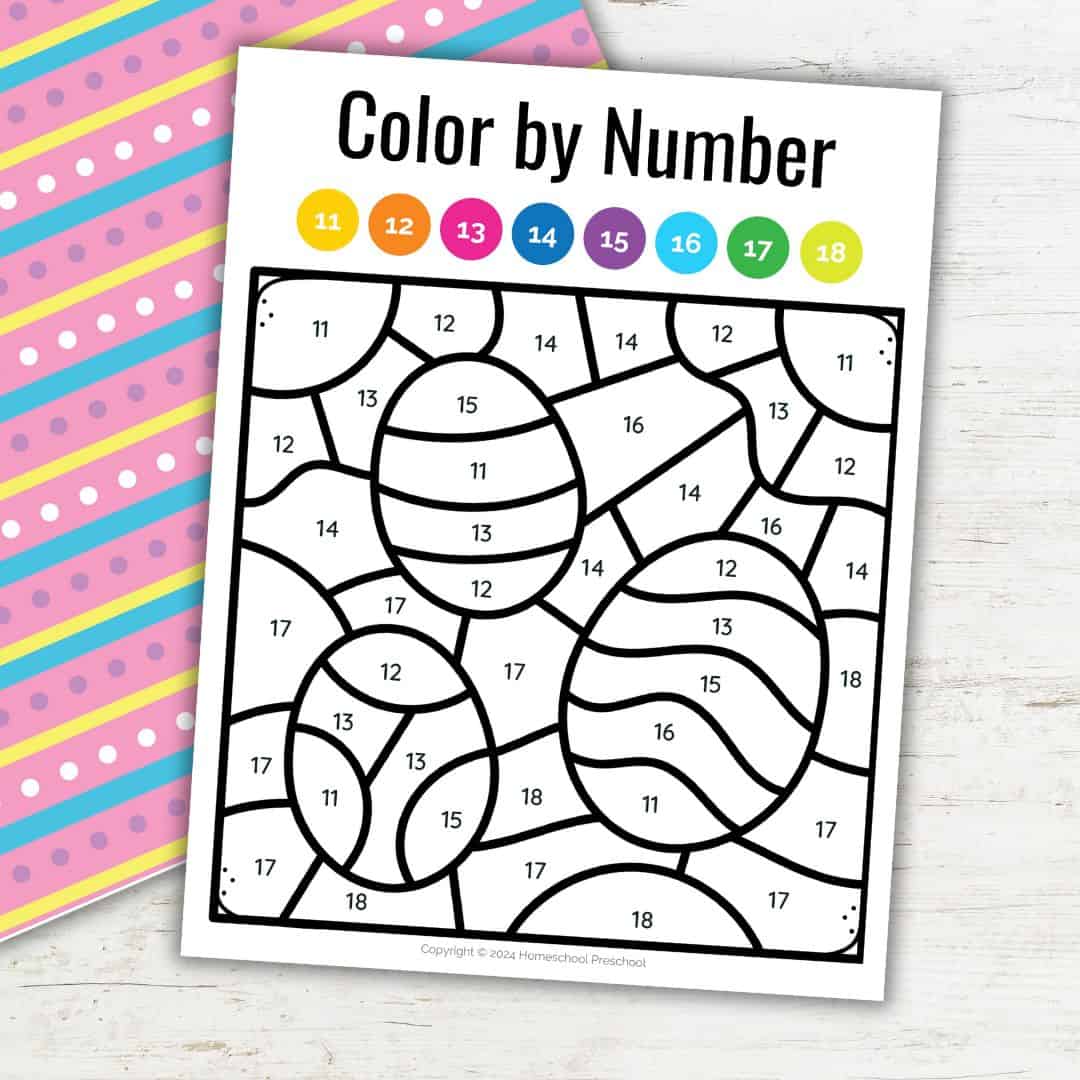Kindergarten Easter Color-by-Number Printable Fun