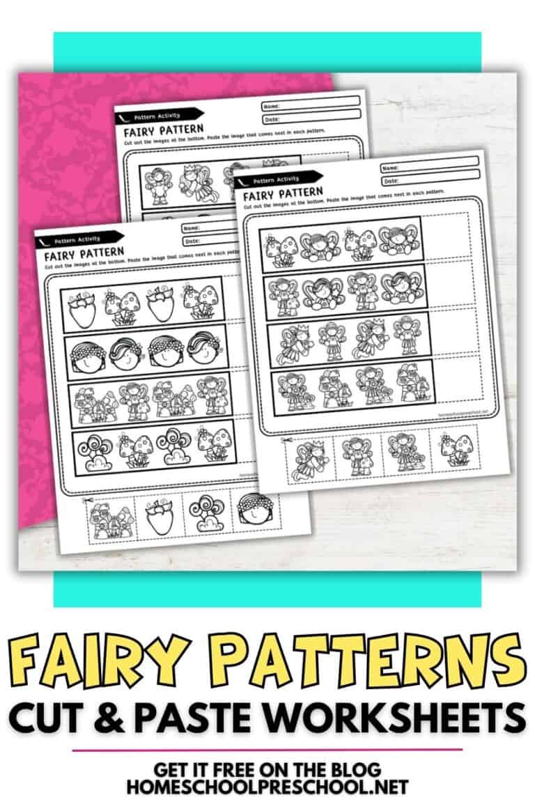 Fairy Pattern Sequencing Worksheets for Preschoolers
