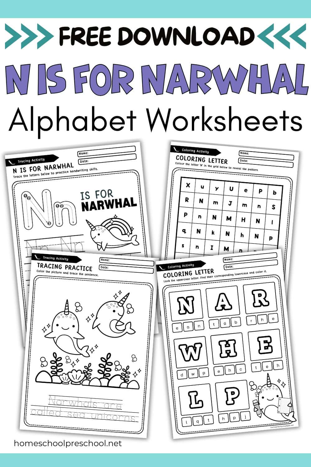 Narwhal Alphabet Worksheets for Kids – Fun & Free Printables