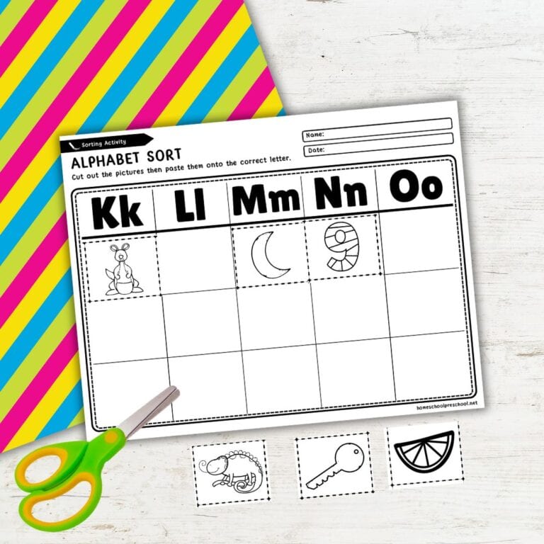 Letter Sounds Cut and Paste Sorting Worksheets for Kids