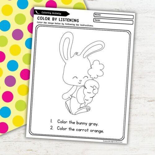 Easter Following Directions Worksheets for Preschoolers