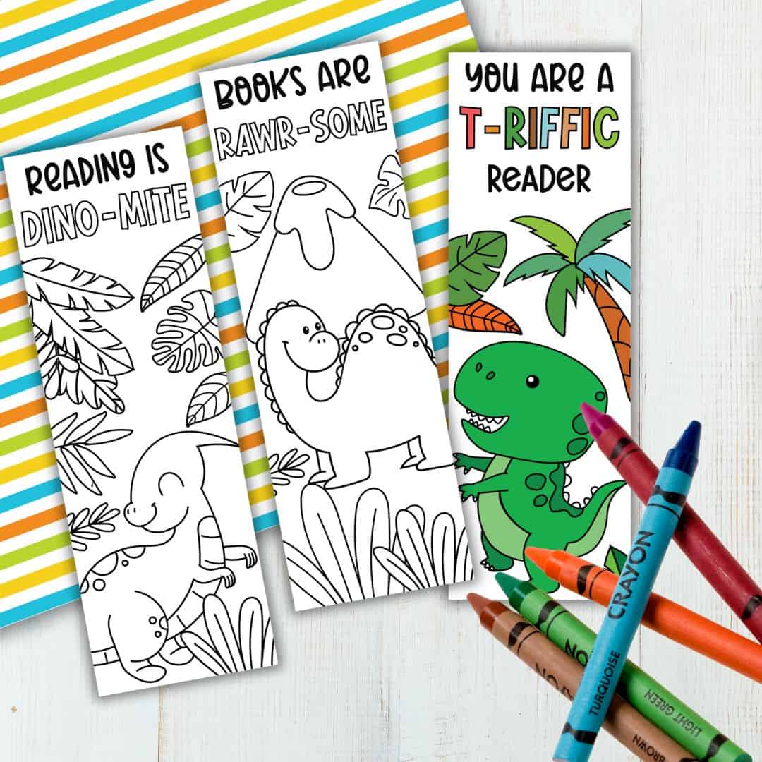 Free Dinosaur Coloring Printables – Fun Bookmarks for Kids