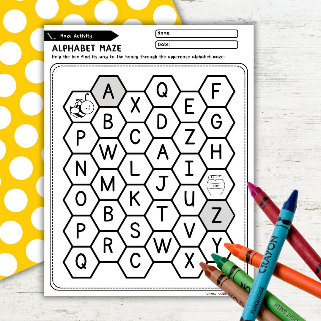 Fun & Free Honey Bee Alphabet Worksheets for Preschoolers