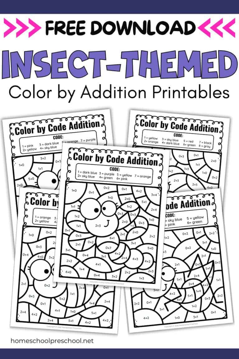 Insect Addition Color by Number – Fun Math for Kids!