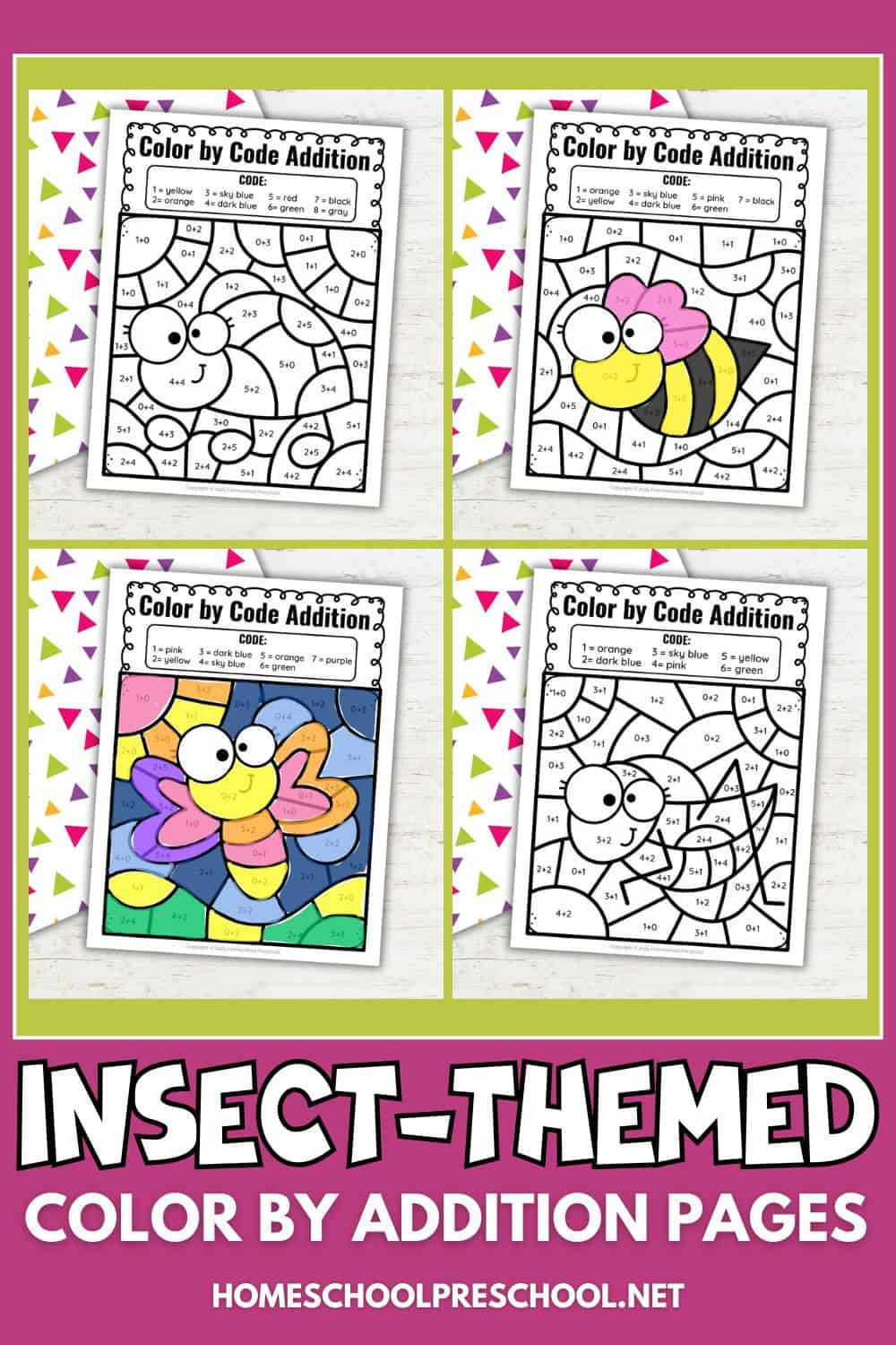 Insect Addition Color by Number – Fun Math for Kids!