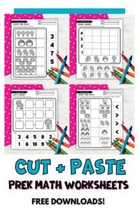 Counting Cut and Paste Worksheets for Preschool & Kindergarten