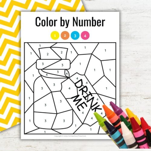 Alice in Wonderland Color by Number Printables for Kids