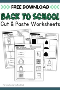 Back to School Cut and Paste Activities for Preschoolers