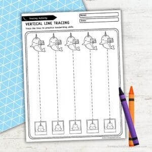 Vertical Line Tracing Worksheets for Preschoolers