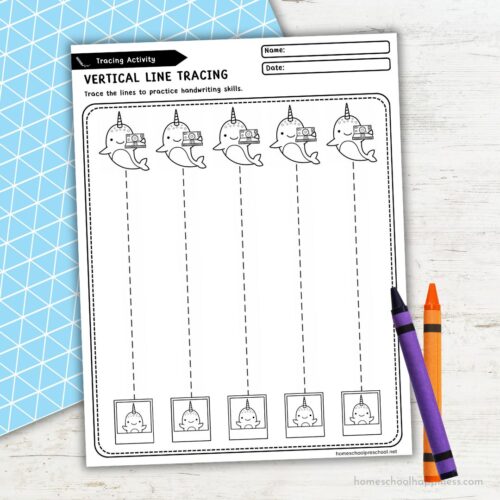 Vertical Line Tracing Worksheets for Preschoolers