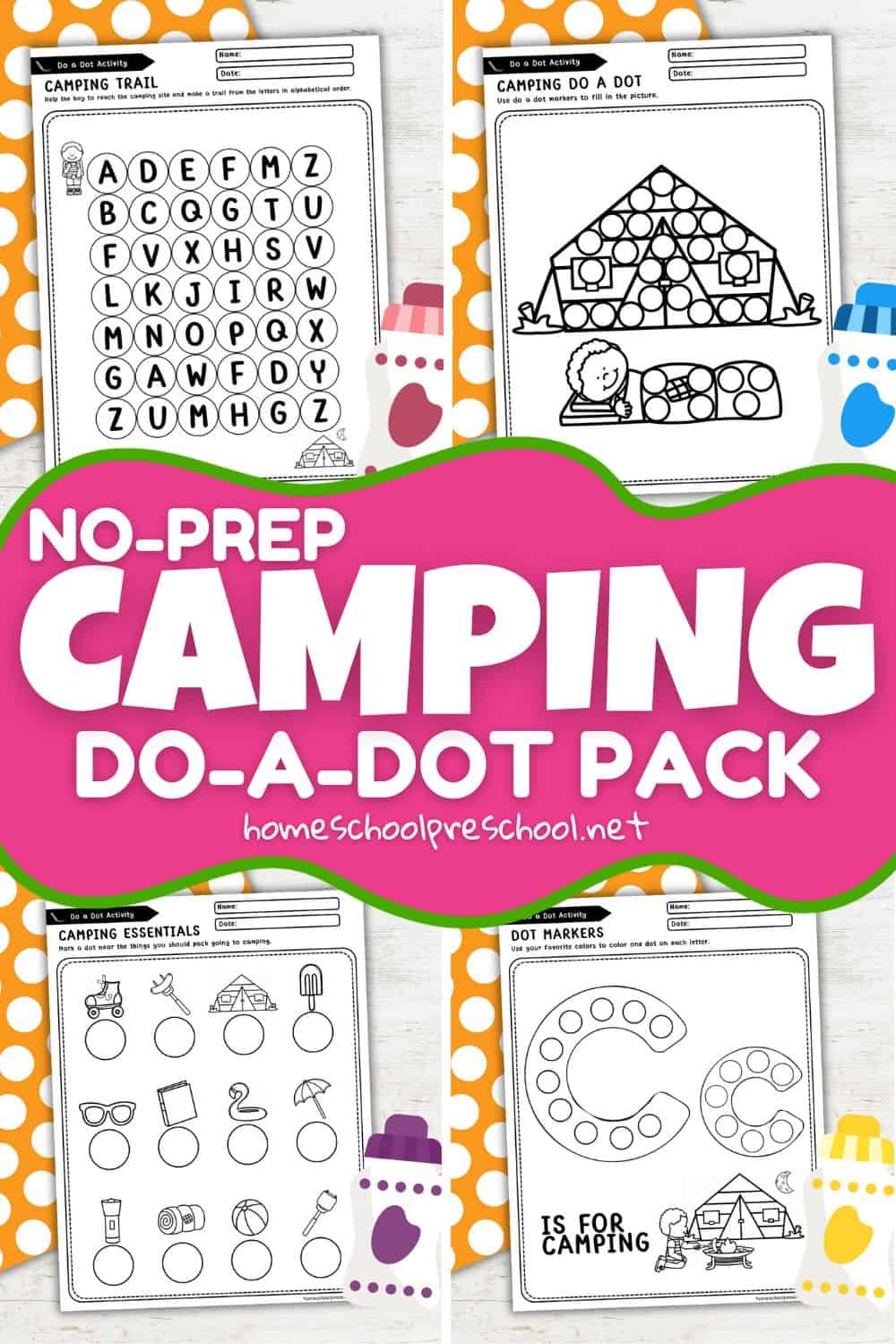 Camping Do a Dot Printables for Preschool Learning Fun