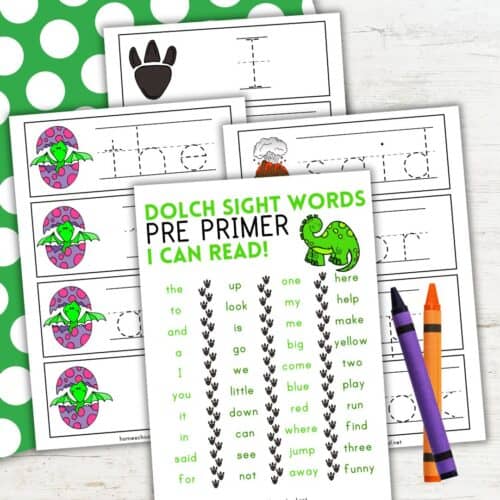 Pre Primer Sight Words Printable for Preschoolers
