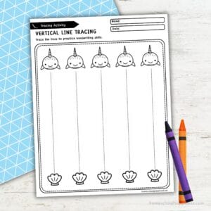 Vertical Line Tracing Worksheets for Preschoolers