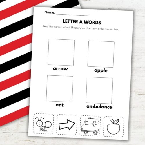 Letter A Cut and Paste Worksheets for Preschool