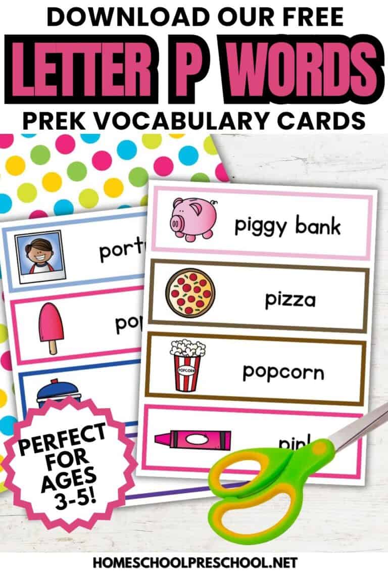 Letter P Words for Preschool – Free Printable Word Cards