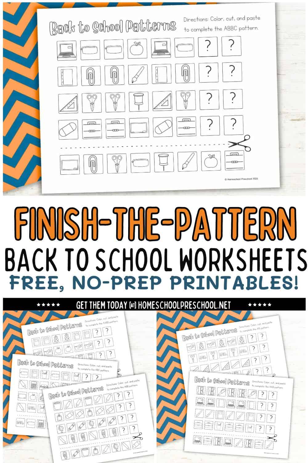 Free Back to School Pattern Worksheets for Preschool