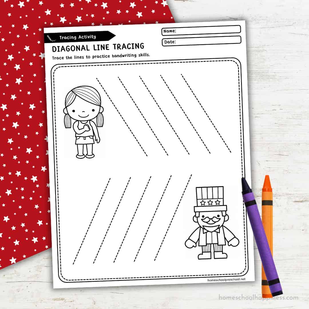Free Diagonal Line Tracing Worksheets for Preschoolers