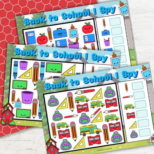 I Spy Back to School Printables for Preschoolers
