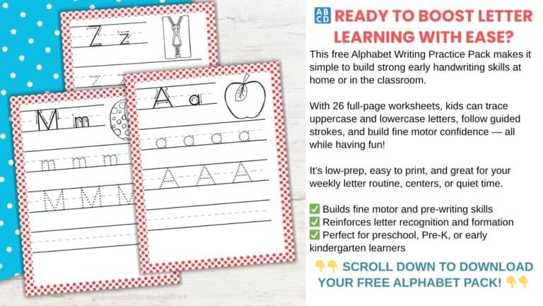 Free Alphabet Writing Practice Pack for Preschoolers