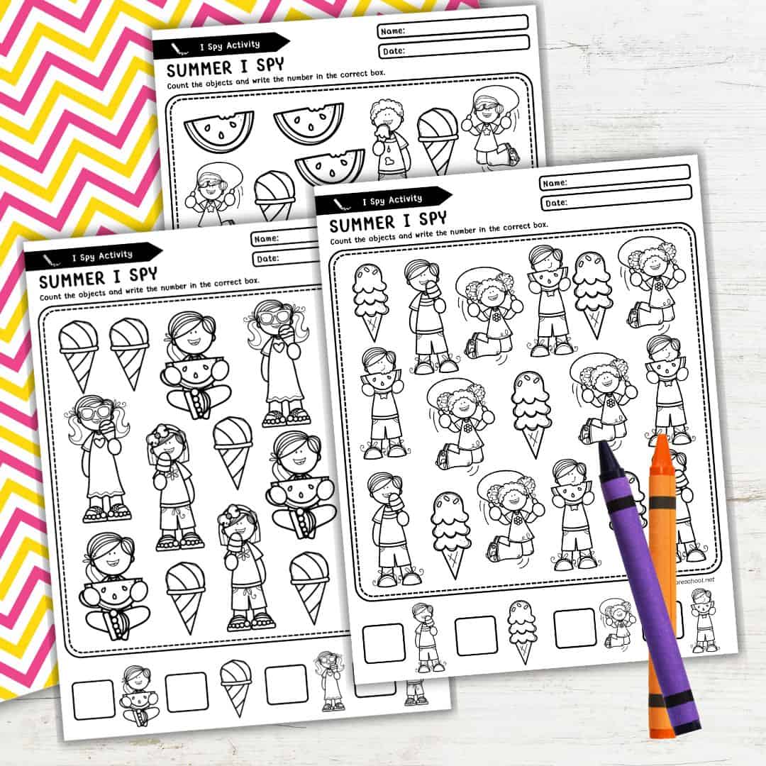 Free I Spy Summer Worksheets for Preschool Kids