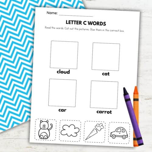 Free Letter C Cut and Paste Worksheets for Preschool