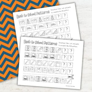 Free Back to School Pattern Worksheets for Preschool
