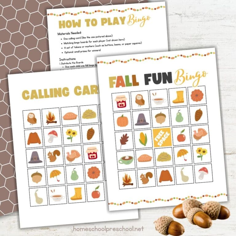 Free Fall Bingo Printable for Preschoolers | Fun Autumn Activity