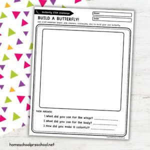 Free Butterfly STEM Journal for Preschool Learners